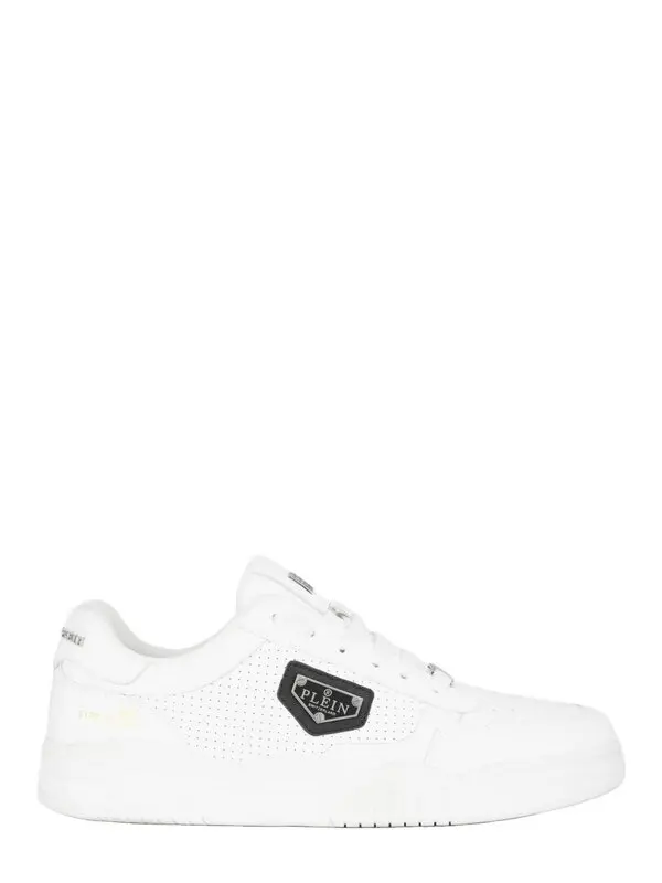 Philipp Plein Lace-up Perforated Leather Sneakers - White