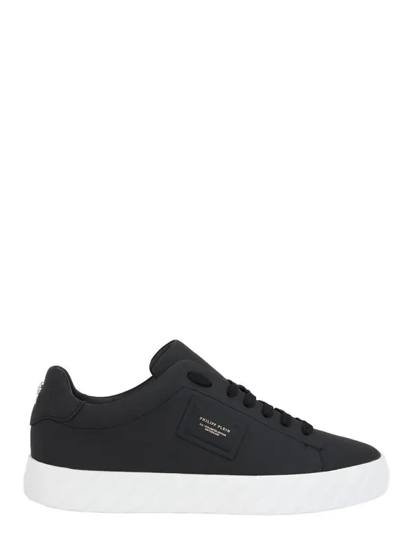 Philipp Plein Smooth Leather Low-top Sneakers With Applied Logo - Black
