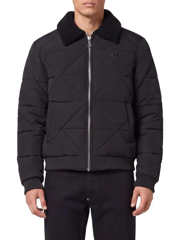 Philipp Plein Padded Jacket With Fur Collar - Black