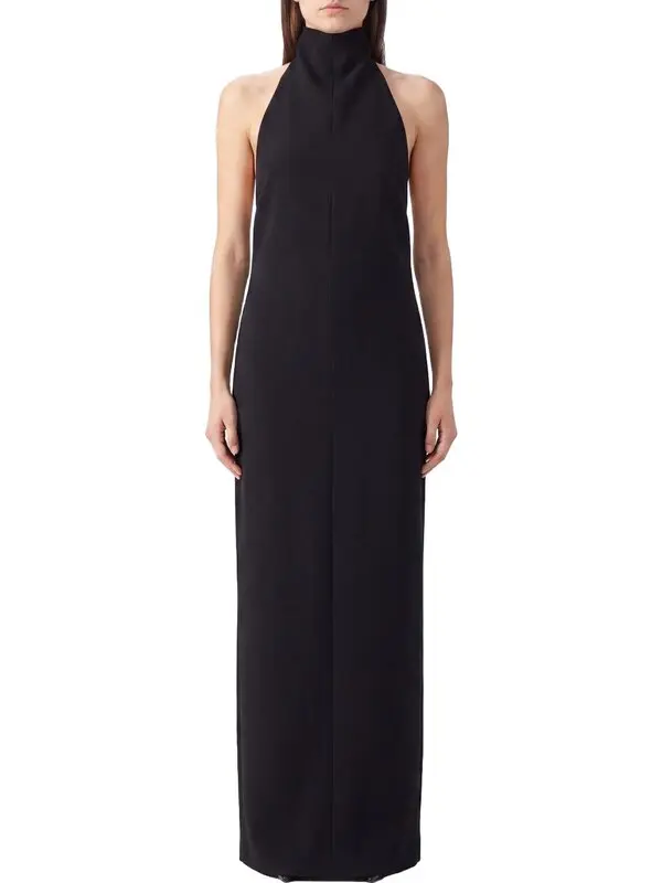 Khaite Maxi Dress With High Neck And Open Back - Black