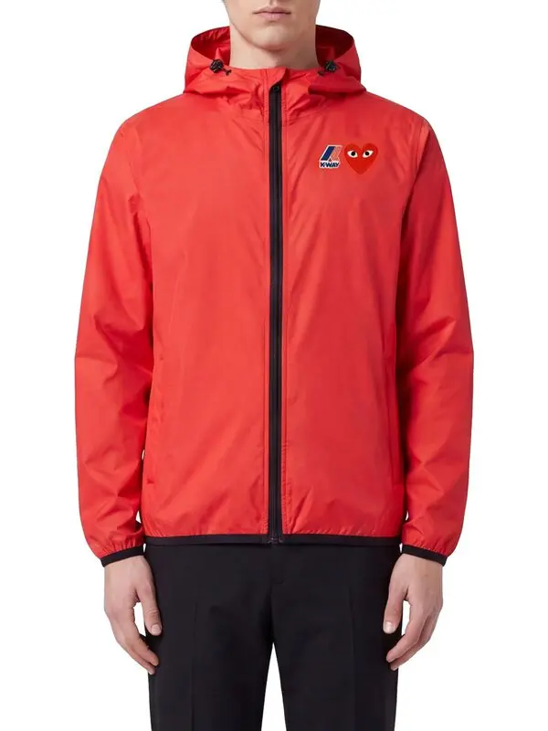 Play Comme Des Garcon Zip-up Hooded Jacket - Red