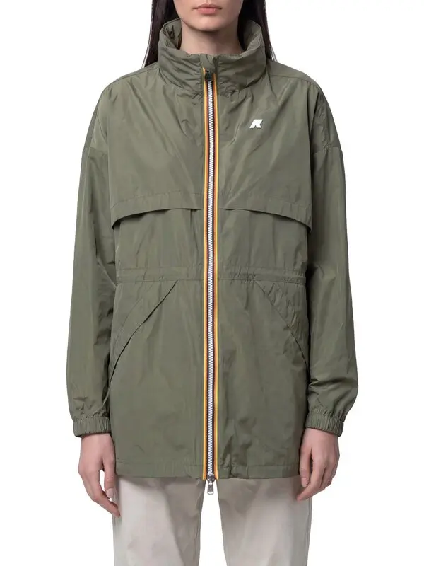 K-WAY Zip-up Jacket With Stand Collar - Green