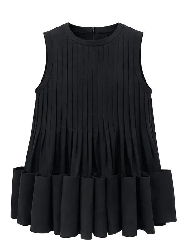 MUTE BY JL Pintuck Volume Top - Black