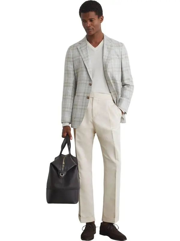 ATELIER Cotton-blend Classic-fit Trousers - Stone