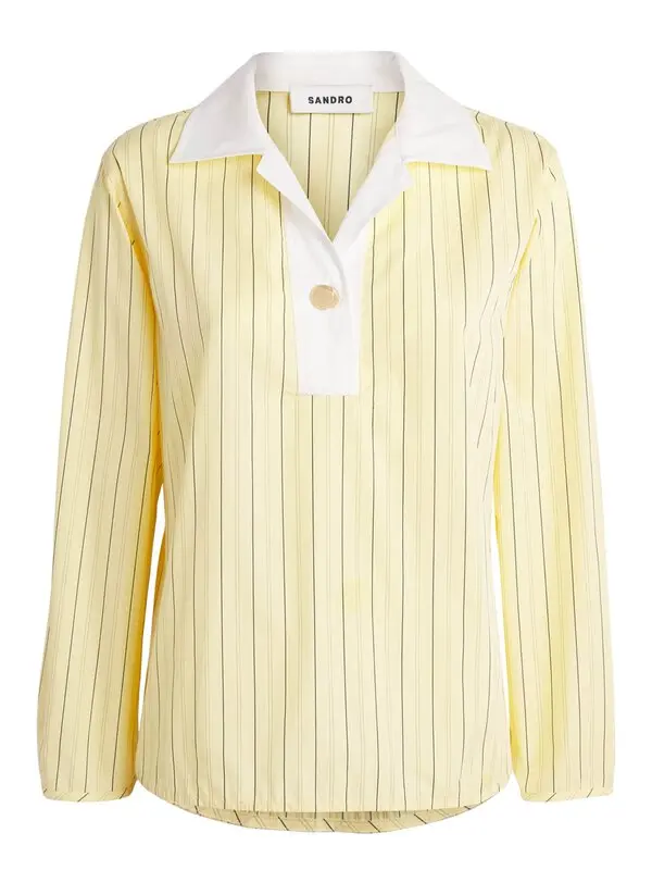 Sandro Striped Half-placket Shirt - Yellow