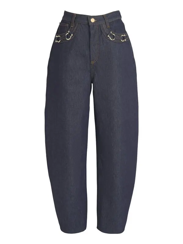 Sandro Metal-detail Barrel Jeans - Blue