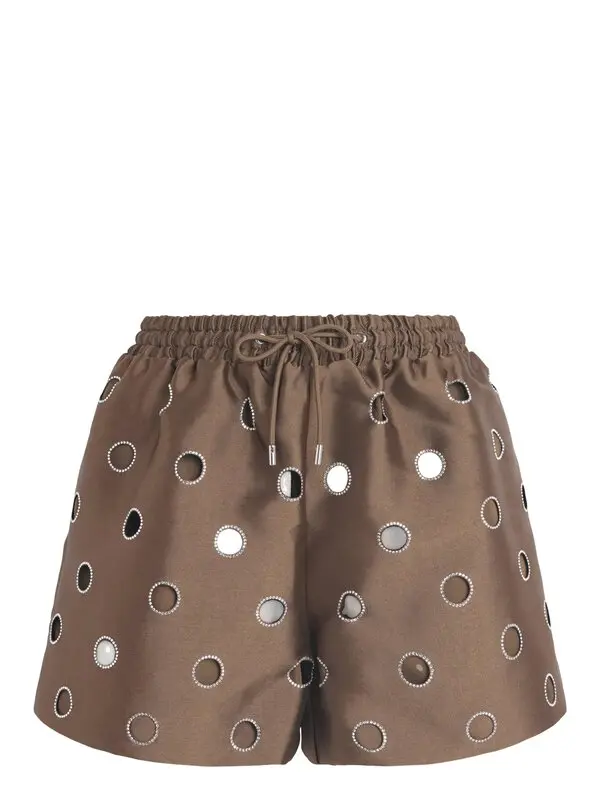 Sandro Rhinestone Embellished Cut-out Shorts - Brown