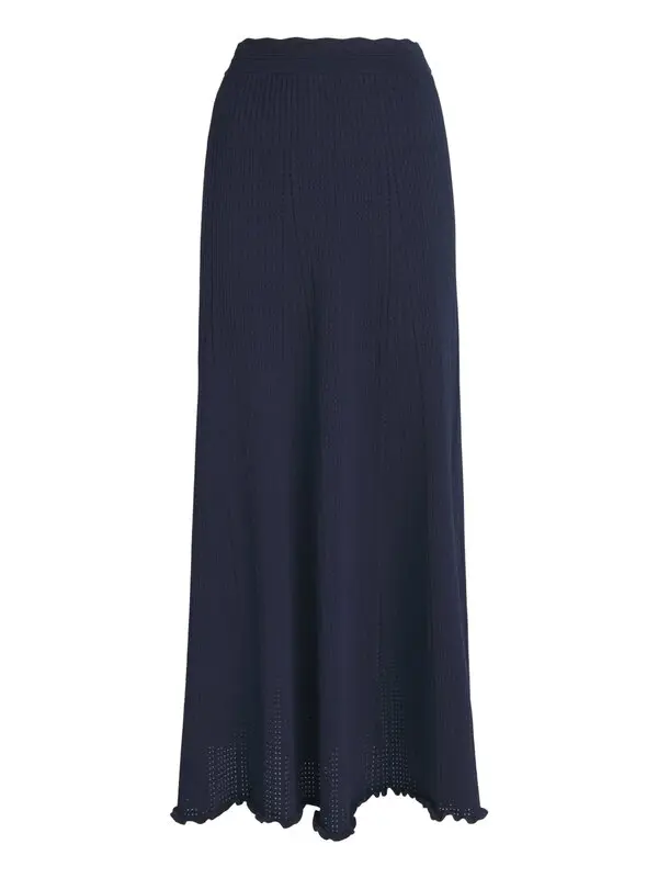 Sandro Pointelle Knit Maxi Skirt - Blue
