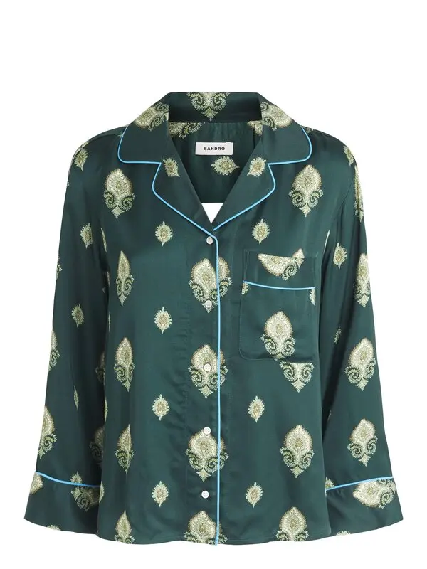 Sandro Paisley Print Pyjama Shirt - Green