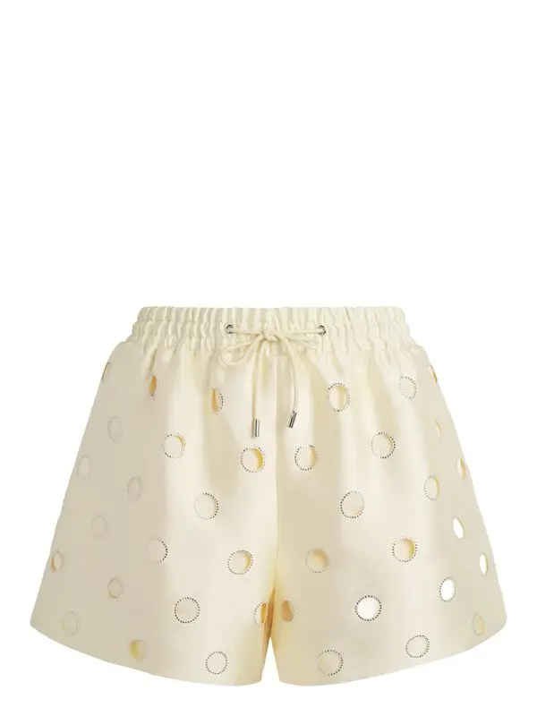 Sandro Rhinestone Cut-out Shorts - Beige