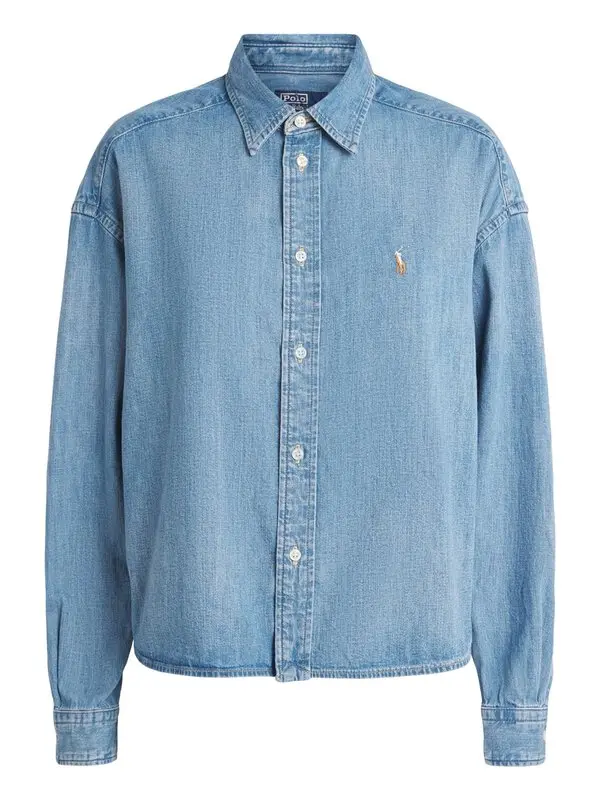 Polo Ralph Lauren Denim Shirt With Embroidered Pony - Blue