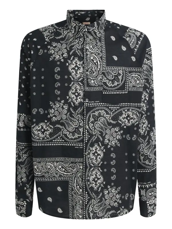 Kapital Cotton Paisley Bandana Patchwork Shirt - Black