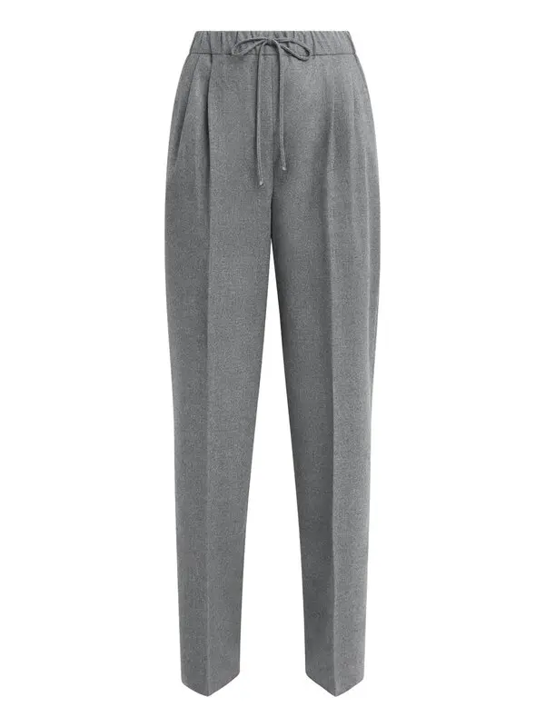 Max Mara Cashmere Drawstring Straight Trousers - Grey