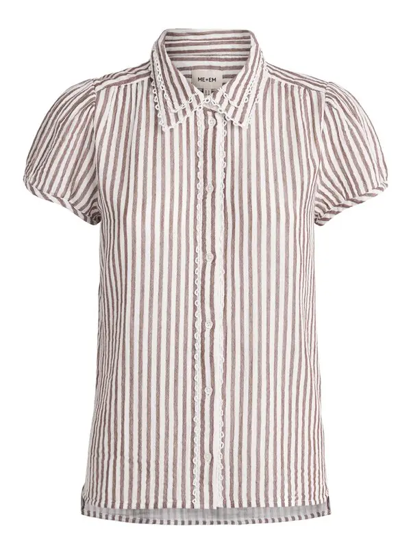 ME+EM Embroidered Stripe Shirt - Brown