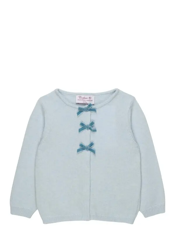 Trotters Knitted Bow Cardigan - Blue