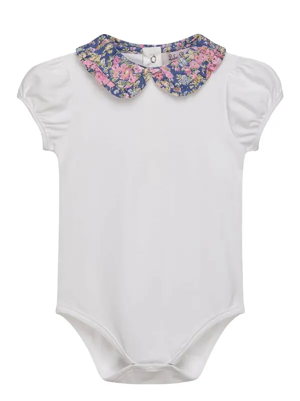 Trotters Stretch-cotton Liberty Print Collar Bodysuit - White