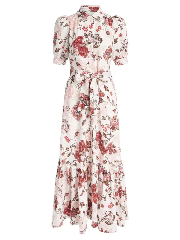 ME+EM Floral Print Shirt Maxi Dress - Beige