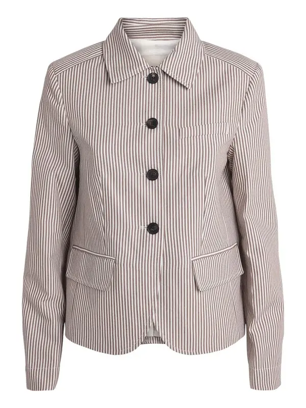 ME+EM Striped Cotton Blend Blazer - Brown