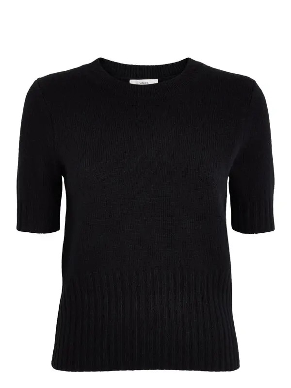 Vince Wool-cashmere Short Sleeve Sweater - Black