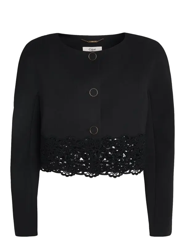 Chloé Wool Lace-embroidered Jacket - Black