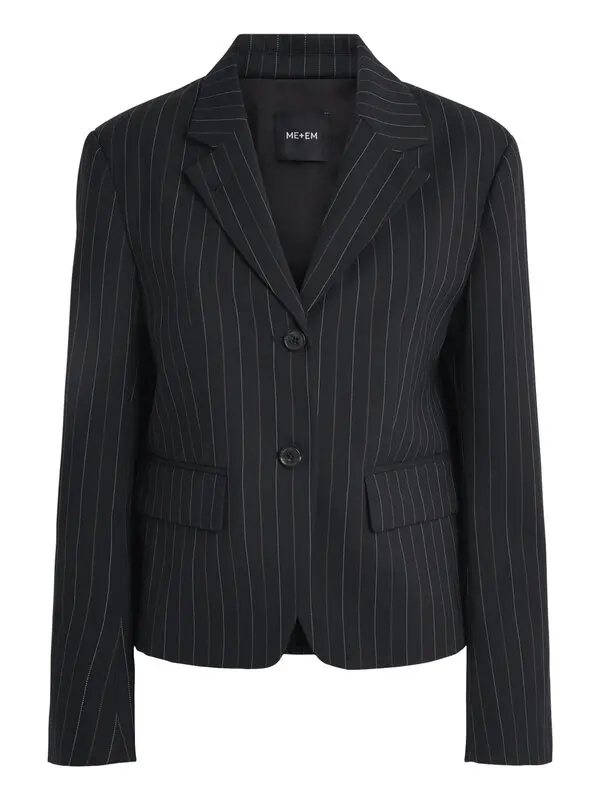 ME+EM Pinstripe Cropped Blazer - Black