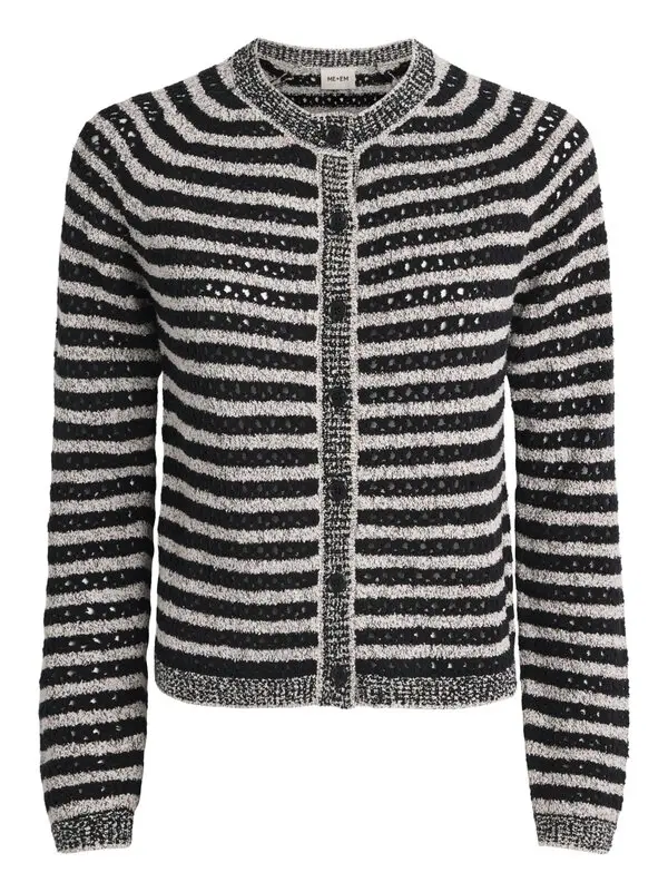 ME+EM Textured Stripe Cardigan - Black