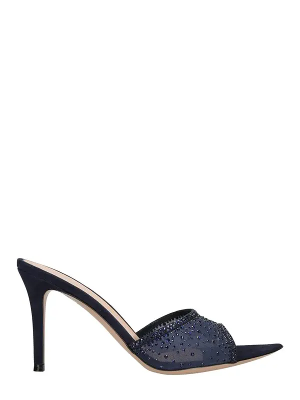 GIANVITO ROSSI Suede Embellished Mules - Blue
