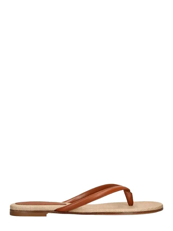 GIANVITO ROSSI Leather Calypso Flip Flop Sandals - Beige