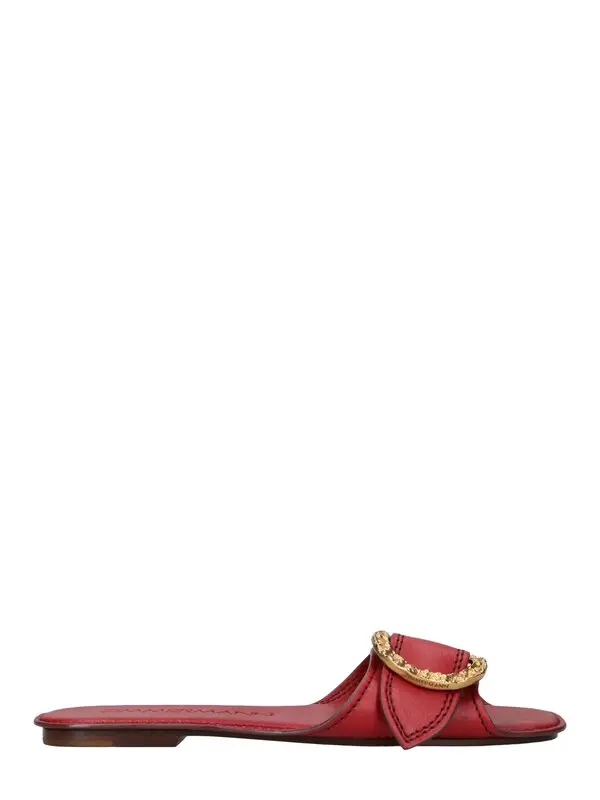 Zimmermann Solena Leather Slides With Gold-tone Buckle - Red