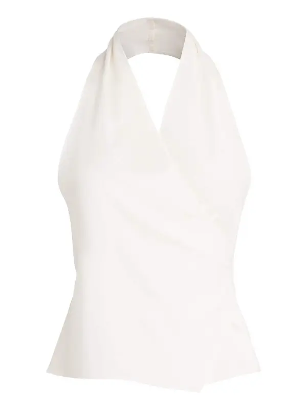 ST. AGNI Organic Cotton Oxford Wrap Top - White