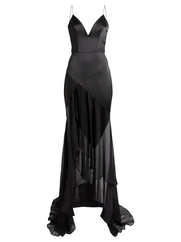 Alex Perry Silk Tiered Gown - Black