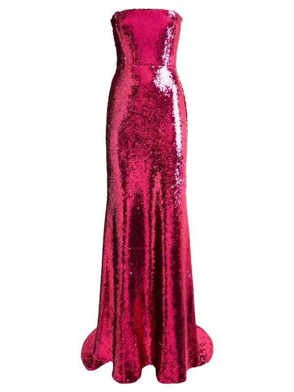 Alex Perry Sequin Embellished Strapless Gown - Pink