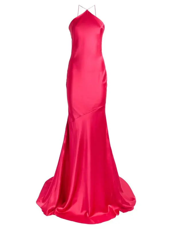 Alex Perry Silk Halterneck Gown - Pink