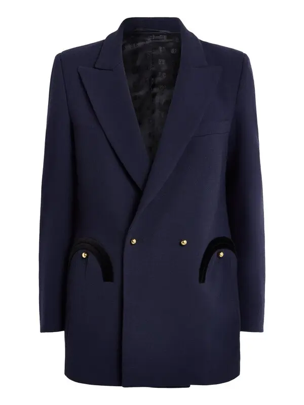 BLAZÉ MILANO Double-breasted Virgin Wool Blazer - Navy