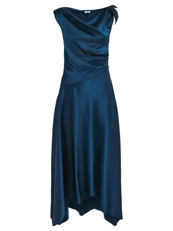 Staud Silk Portia One-shoulder Midi Dress - Blue