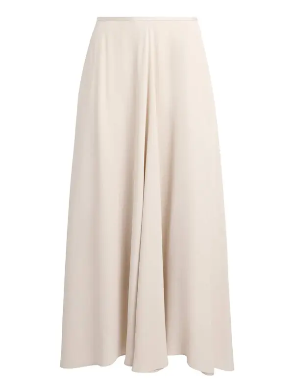 Agnona Satin-trim A-line Midi Skirt - Beige