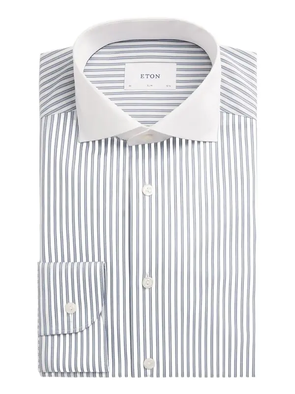 Eton Cotton Stripe Slim Fit Shirt - Blue