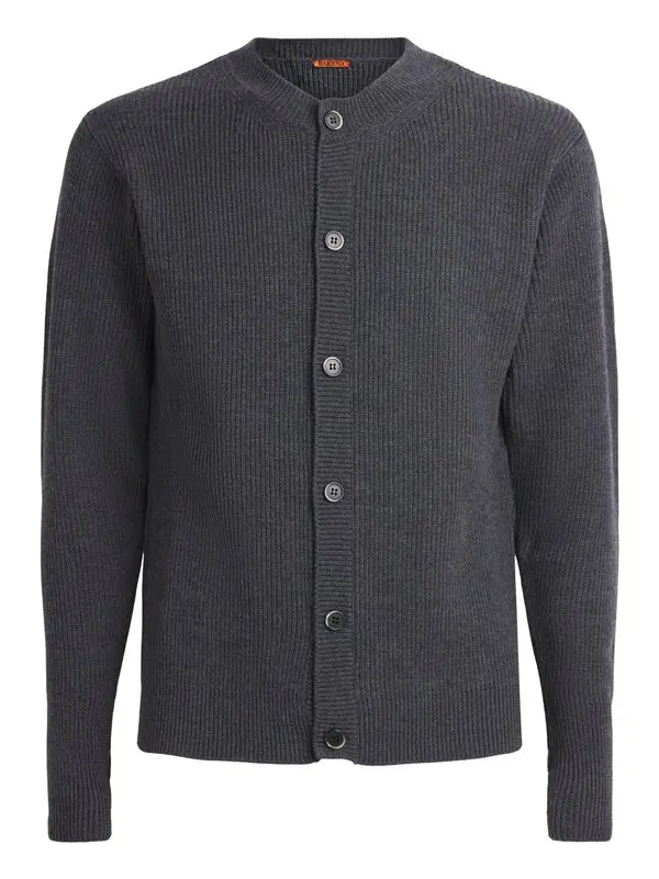 Barena Venezia Virgin Wool Ribbed Cardigan - Grey