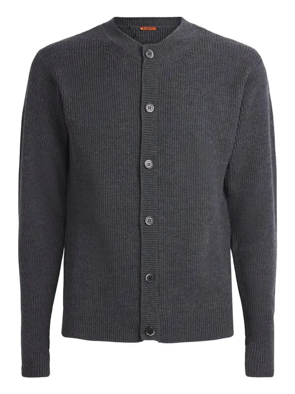 Barena Venezia Virgin Wool Ribbed Cardigan - Grey