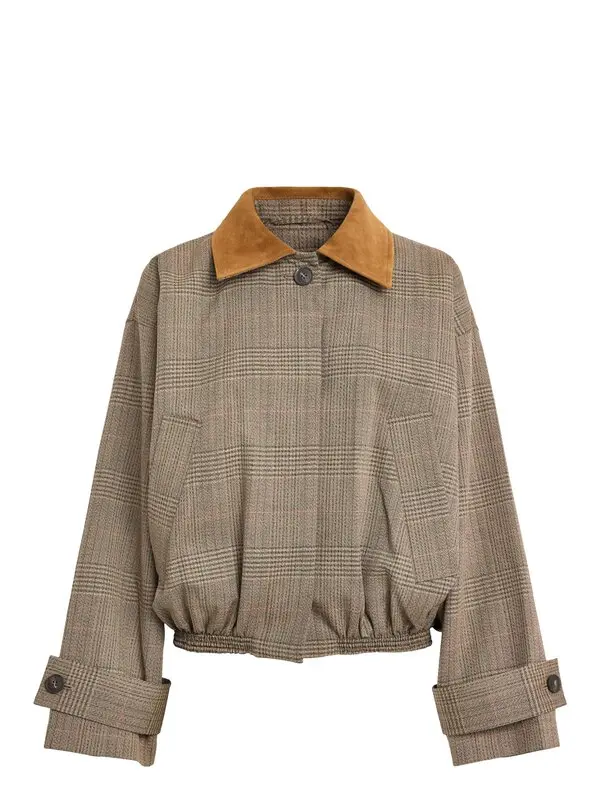 RÓHE Virgin Wool Blouson Jacket With Suede Collar - Brown