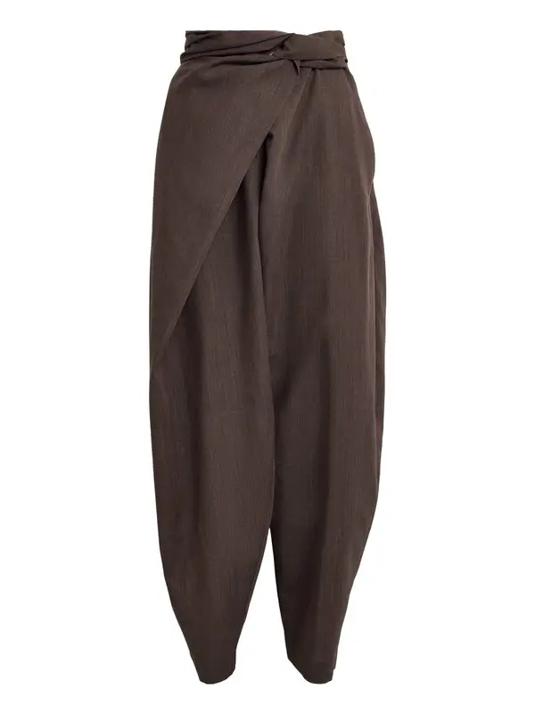 RÓHE Wool Sarong-knot Trousers - Brown