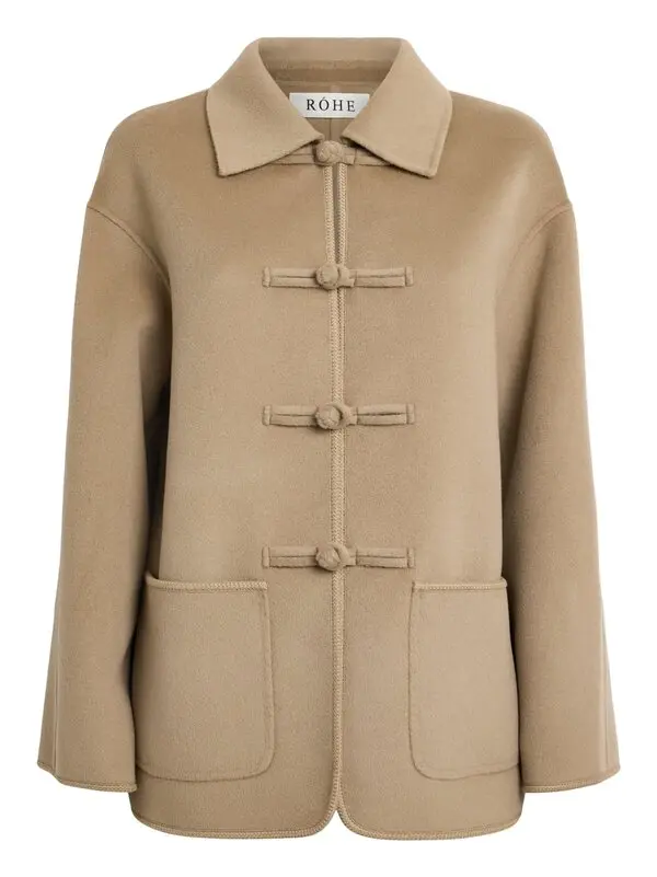 RÓHE Wool Double-faced Coat With Pankou Knot Fastening - Beige