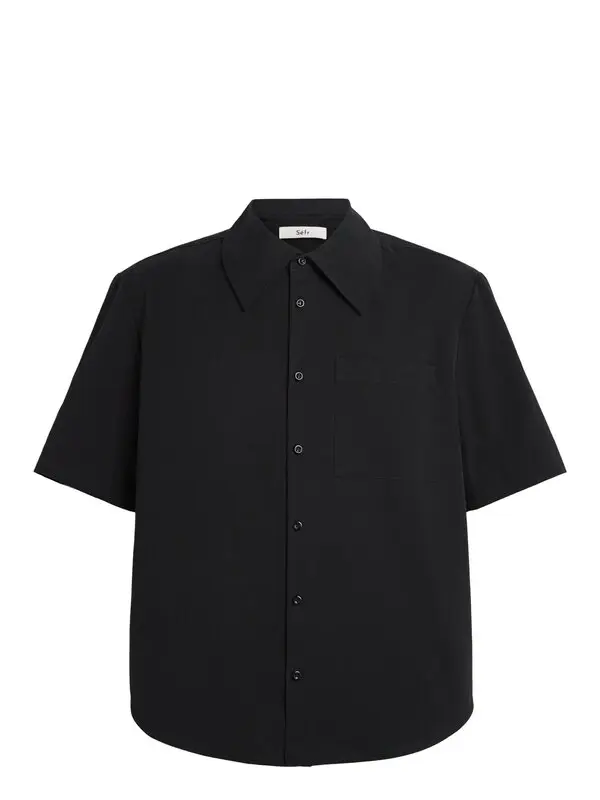 Séfr Cotton Waylon Short-sleeve Shirt - Black