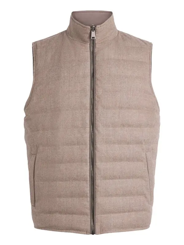 FIORONI CASHMERE Fioroni Virgin Wool Reversible Gilet - Beige