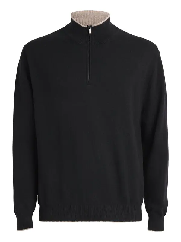 Paul & Shark Cashmere Quarter-zip Sweater - Black