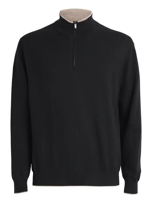 Paul & Shark Cashmere Quarter-zip Sweater - Black