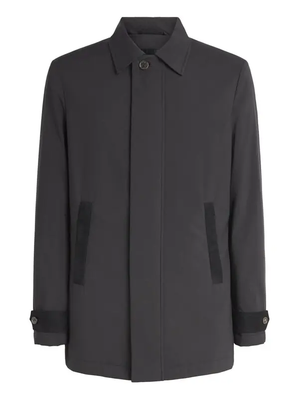 Paul & Shark Leather Trim Padded Jacket - Black