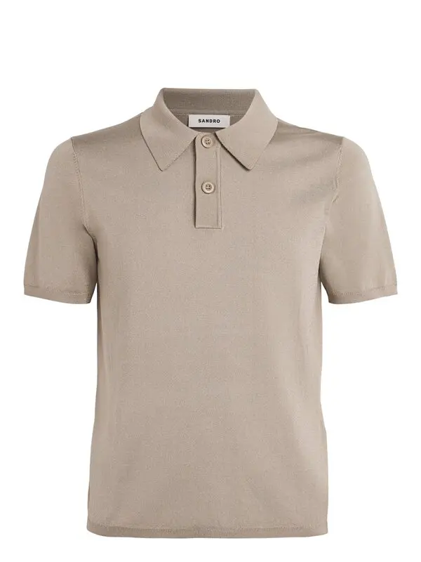 Sandro Knitted Polo Shirt - Brown
