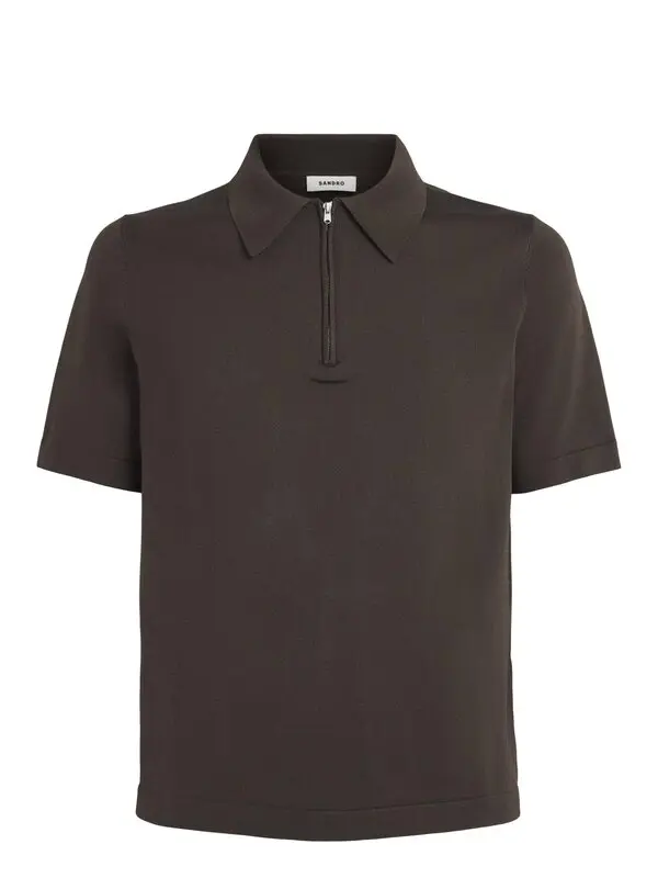 Sandro Zip-up Polo Shirt - Brown