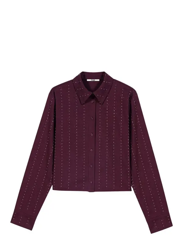 Maje Embellished Stripe Shirt - Red